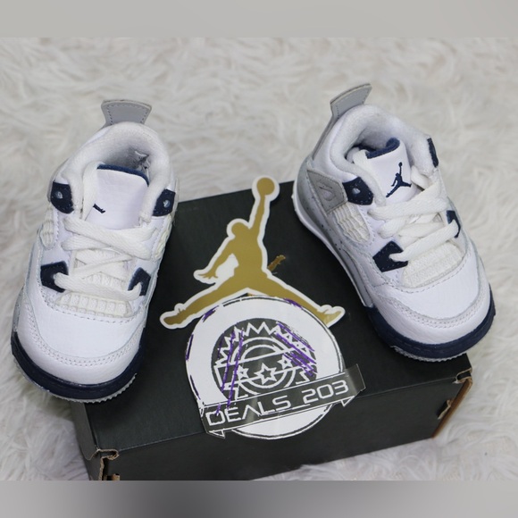 Jordan | Shoes | Nike Air Jordan 4 Retro White Midnight Navy Td Baby ...